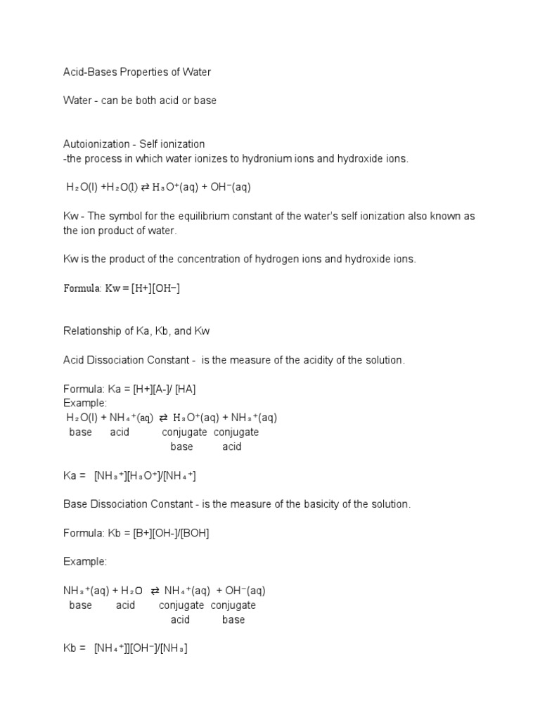 Acid-Bases Properties of Water | PDF