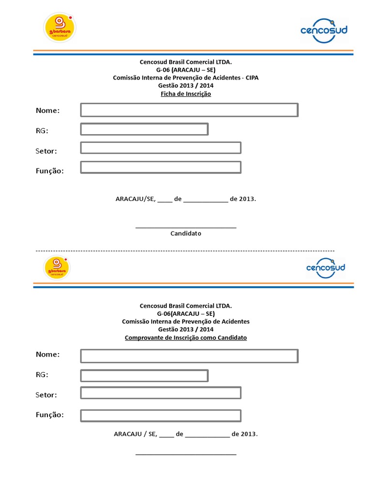 Ficha - Inscricao - Comprovante Modelo.. | PDF