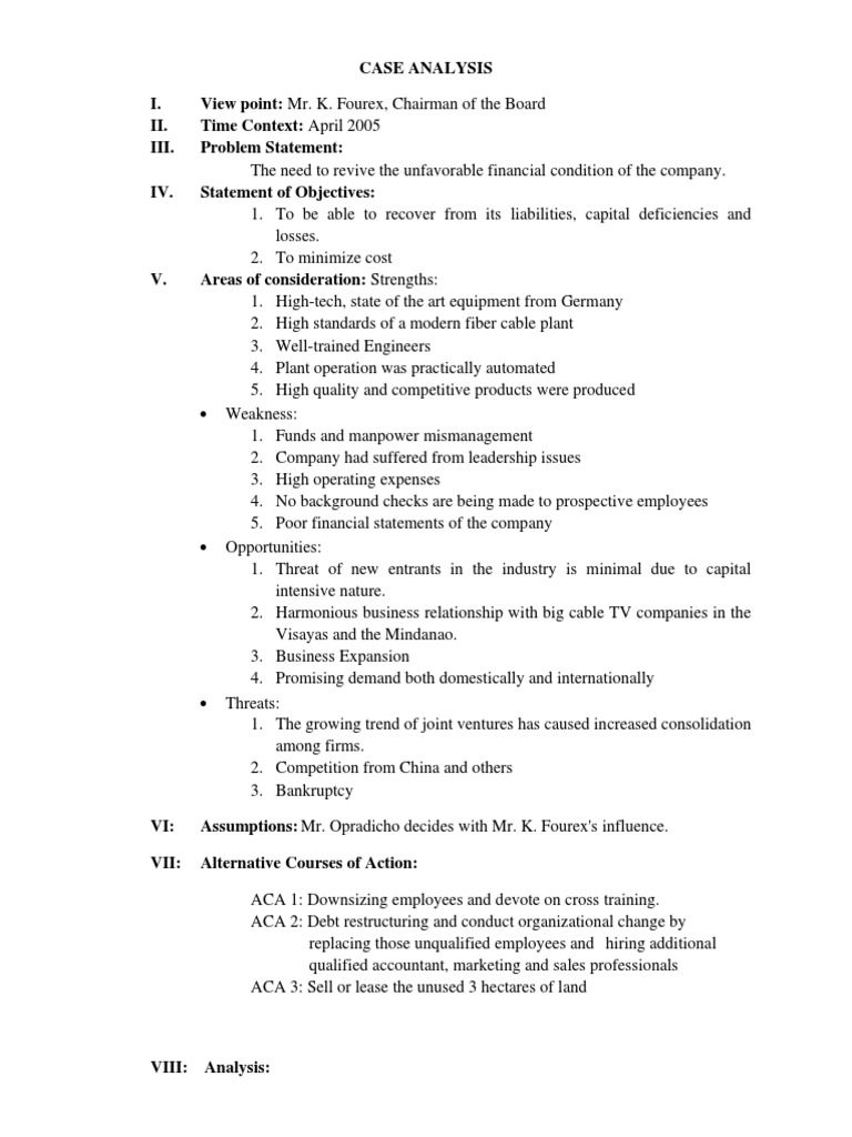 CASE ANALYSIS EXAMPLE Format EM 3 1 | PDF | Employment | Sales