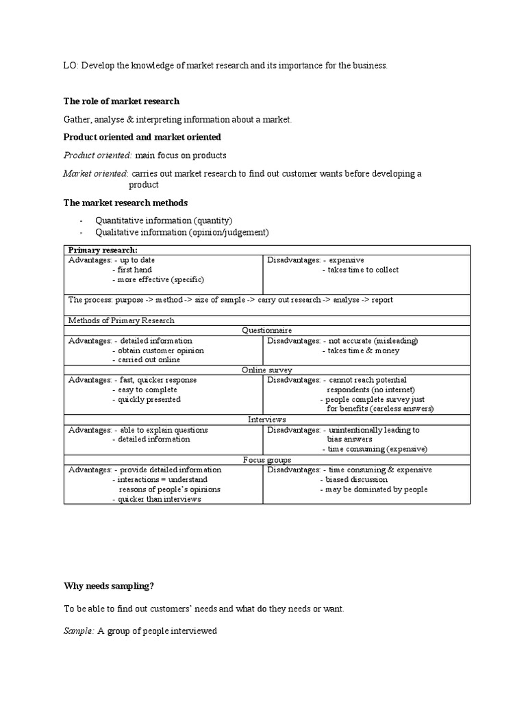 Importance of Market Research Methods | PDF | Sampling (Statistics ...