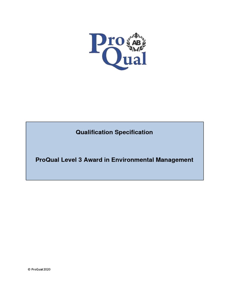 ProQual L3 Award in Environmental Management | PDF | Audit | Educational Assessment