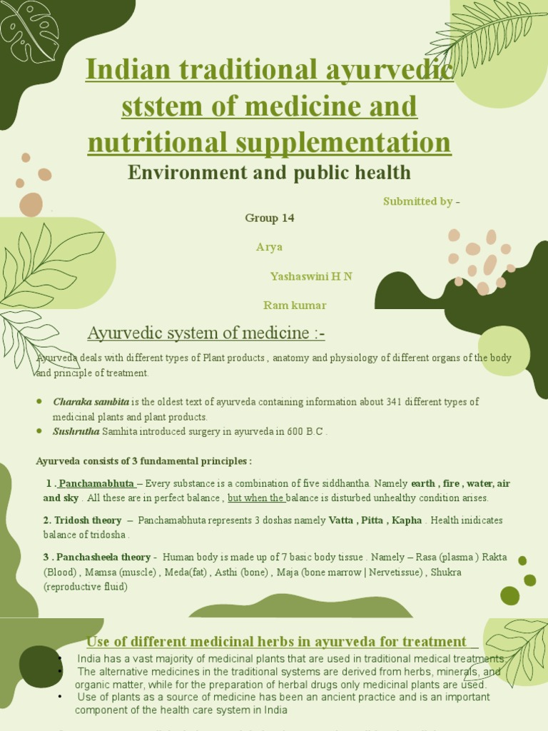 Indian traditional ayurvedic system of medicine and nutritional ...