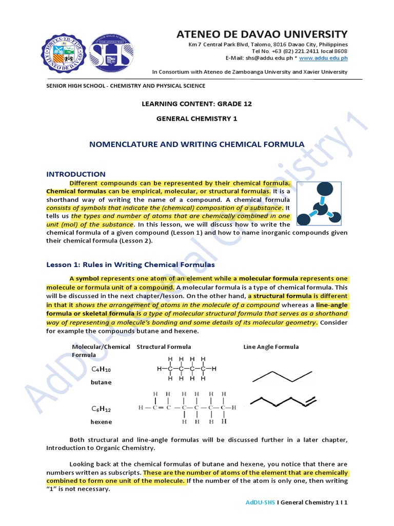 LC - Nomenclature and Writing Chemical Formula - AY22 23 | PDF | Ion ...
