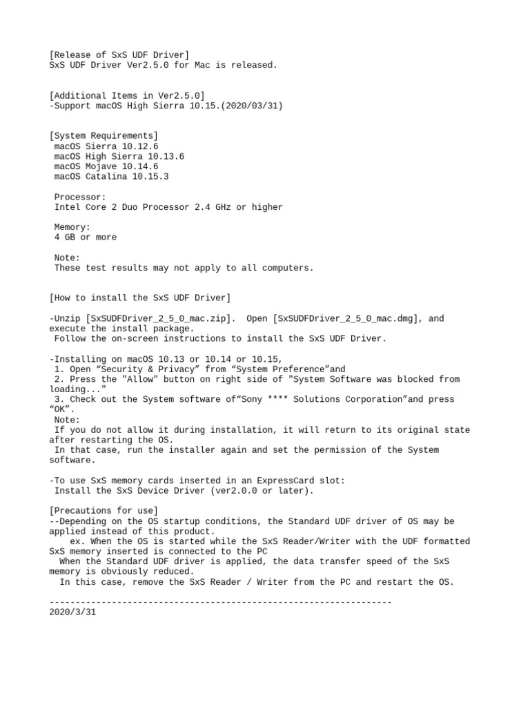 SxSUDFDriver ReadMe en 2 5 0 | PDF | Computers