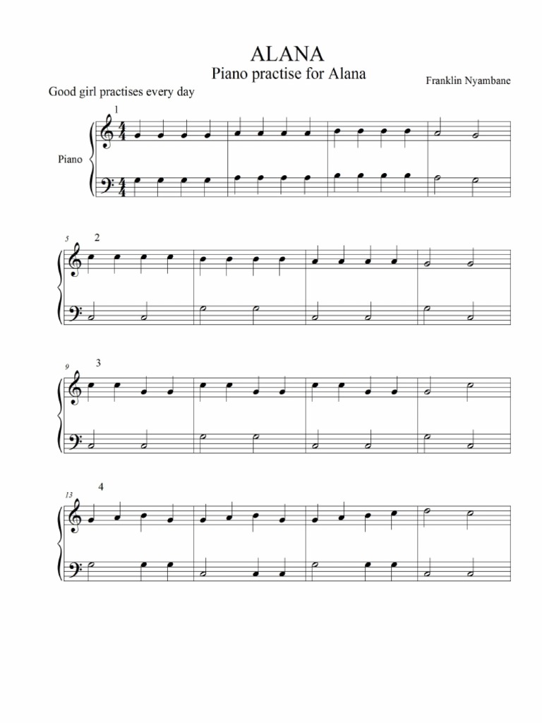 Alana Piano Practise - Mus | PDF
