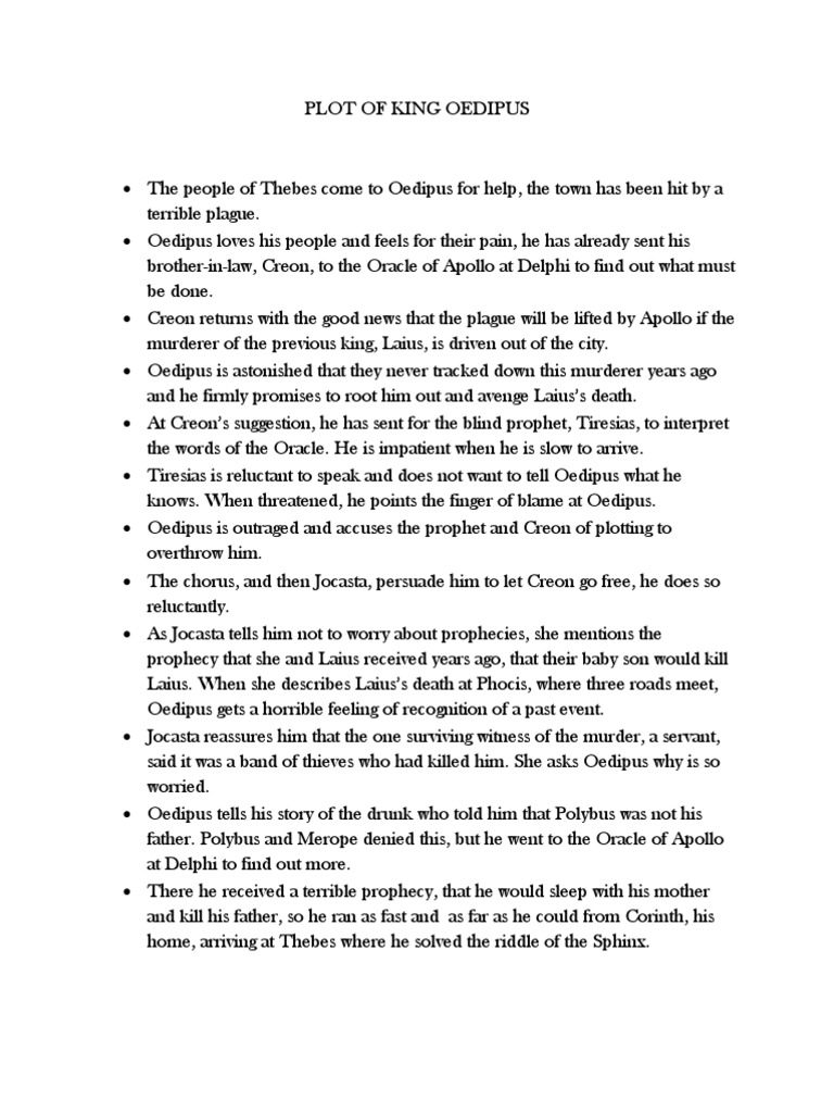 Outline of The Plot of King Oedipus (Part 1) | PDF | Mythology Of ...