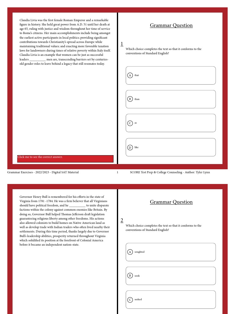 Grammar Questions (Set 8) | PDF | Virginia