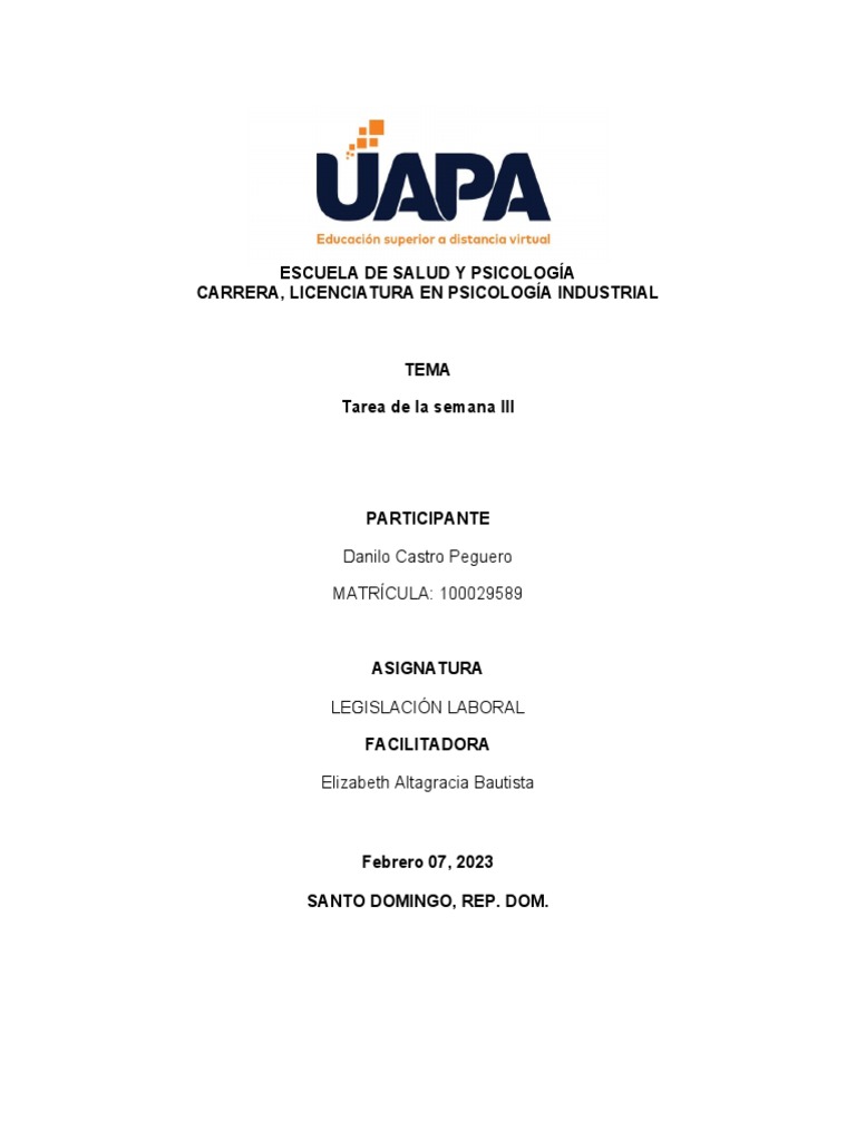 Tarea III Legislación Laboral | PDF | Salario | Labor
