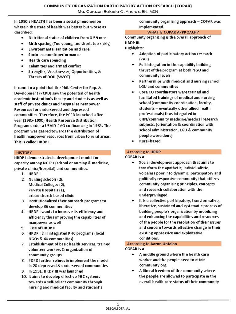 COPAR Approach Empowers Communities | PDF | Nursing | Participatory ...