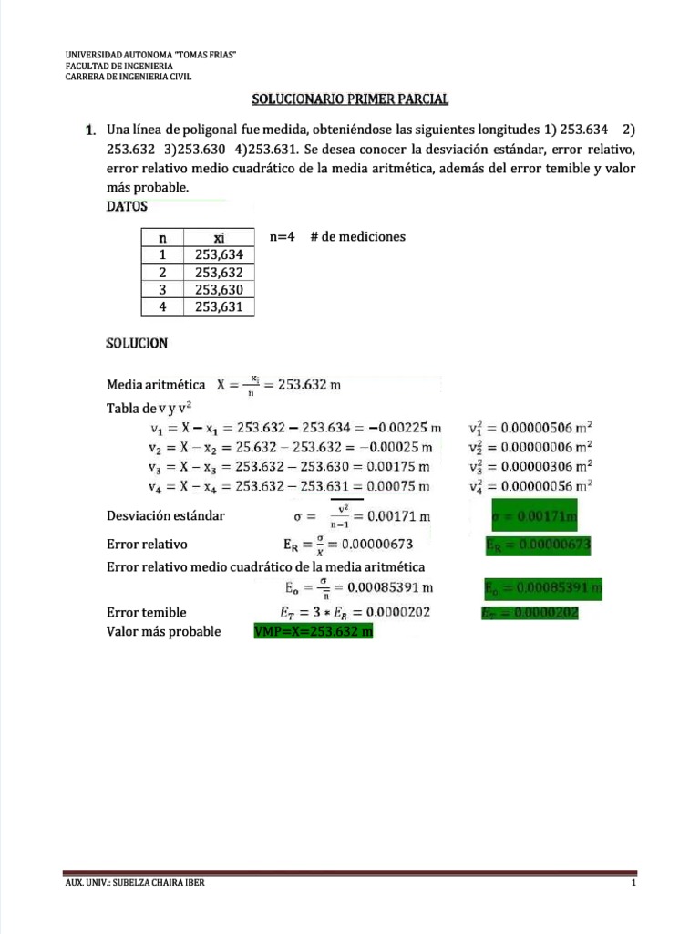 Solucionario Primer Parcial Solucionario Primer Parcial 11 | PDF