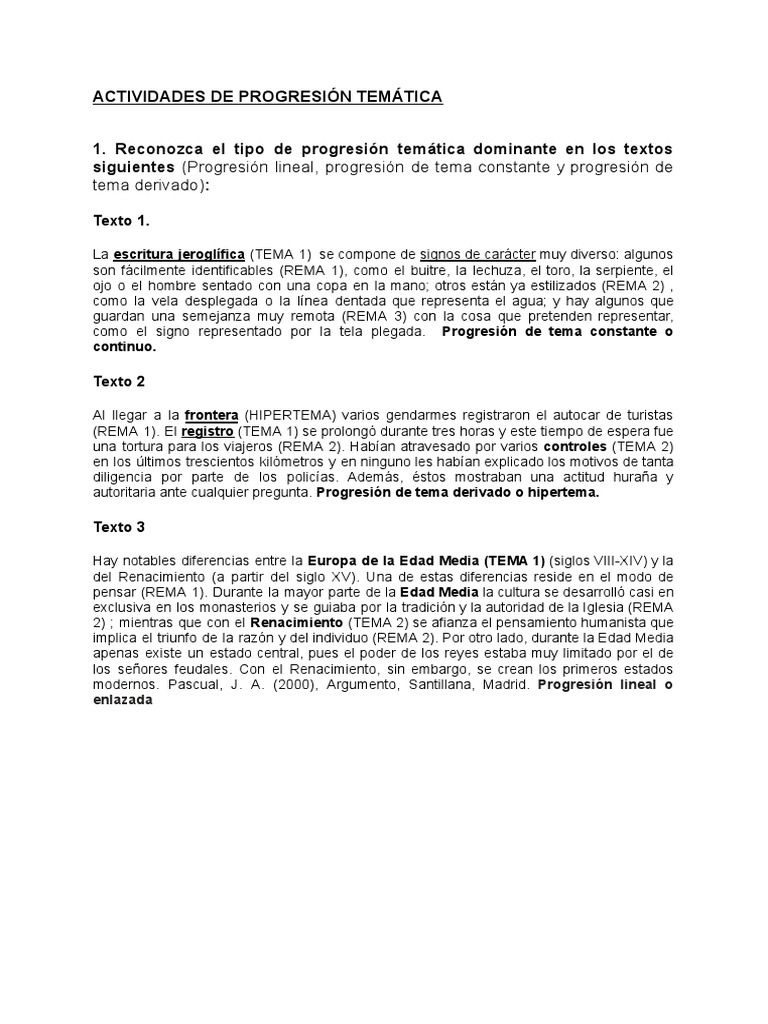 Actividades Progresión Temática | PDF