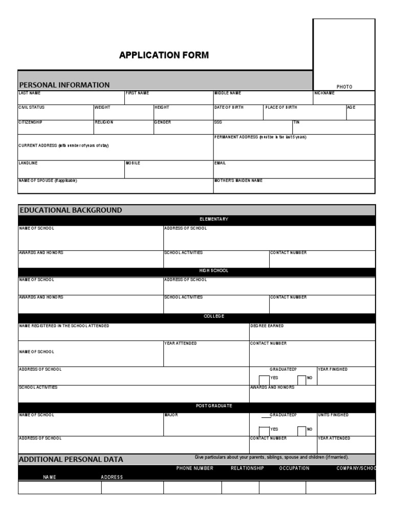 Comprehensive Job Application Form | PDF