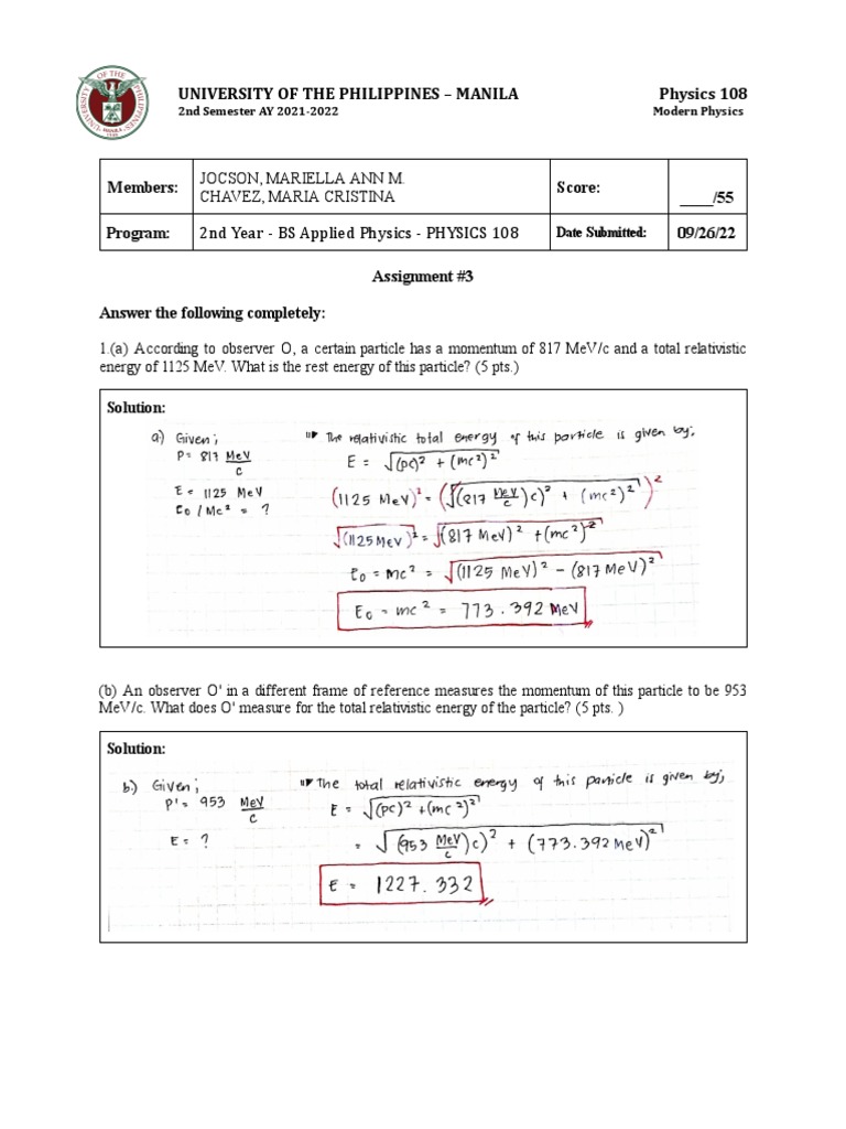 2nd Year - BS Applied Physics - PHYSICS 108 | PDF | Electronvolt | Kinetic Energy
