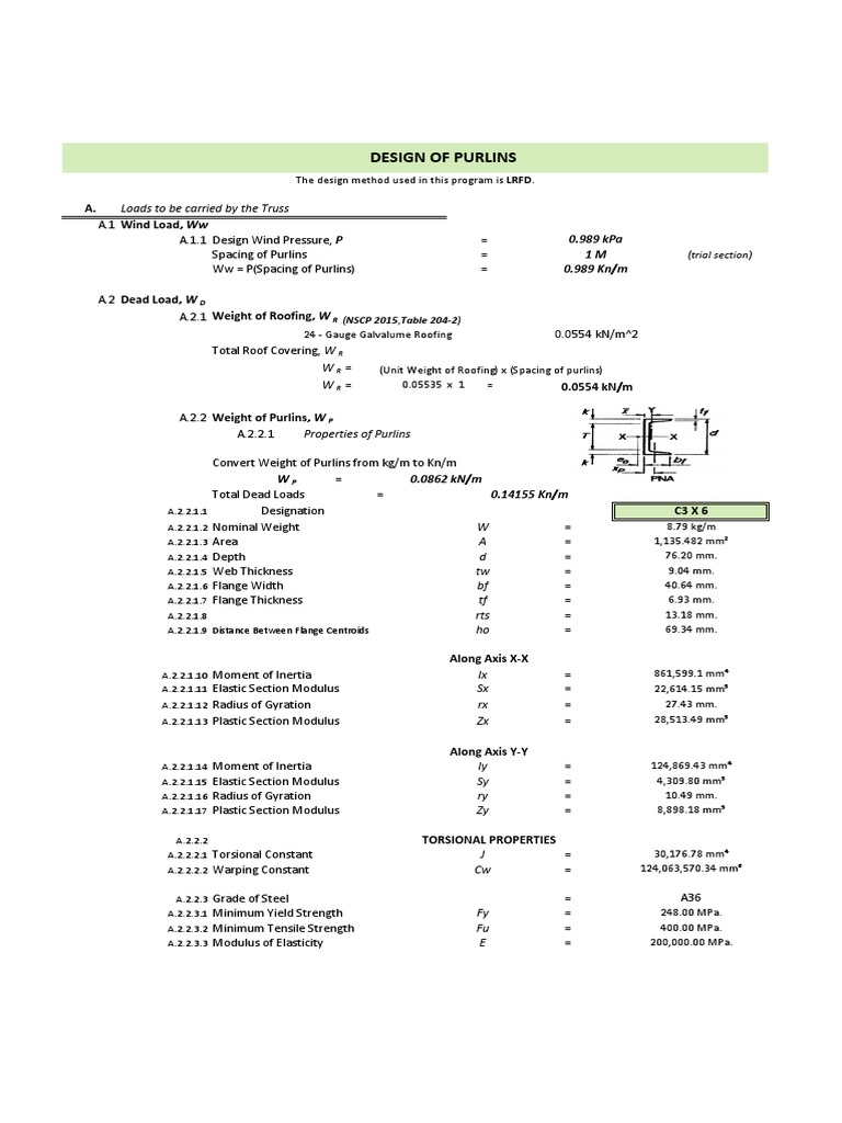 Purlin Design and Load Calculations | PDF | Buckling | Truss
