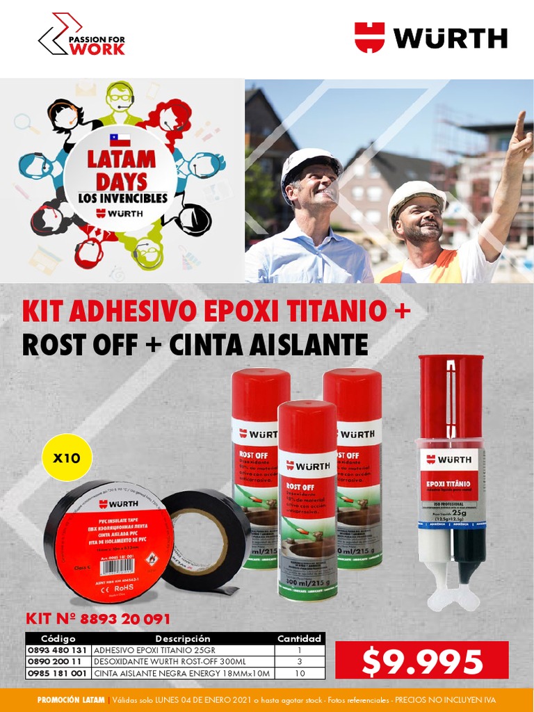 Kit Adhesivo Epoxi Titanio +: Rost Off + Cinta Aislante | PDF