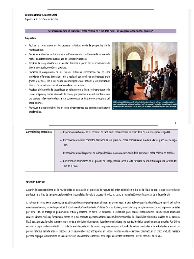 Revolucion de Mayo Quinto y Sexto Grado Taller | PDF