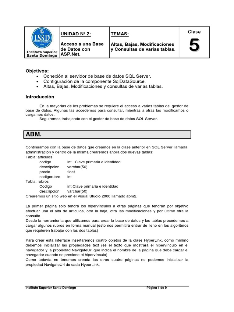 WEB - DAI5 - Guia Didactica 05 - Altas, Bajas, Modificaciones y Consultas de Varias Tablas | PDF ...