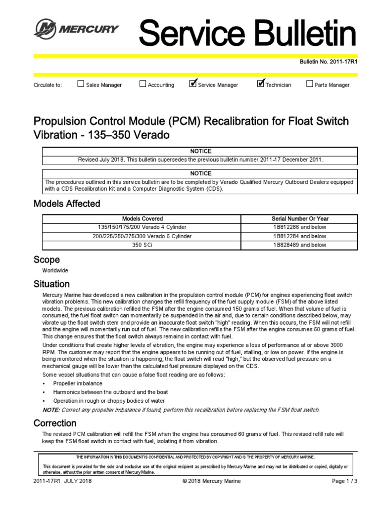 verado reflash for for float switch vibration | PDF | Calibration | Switch