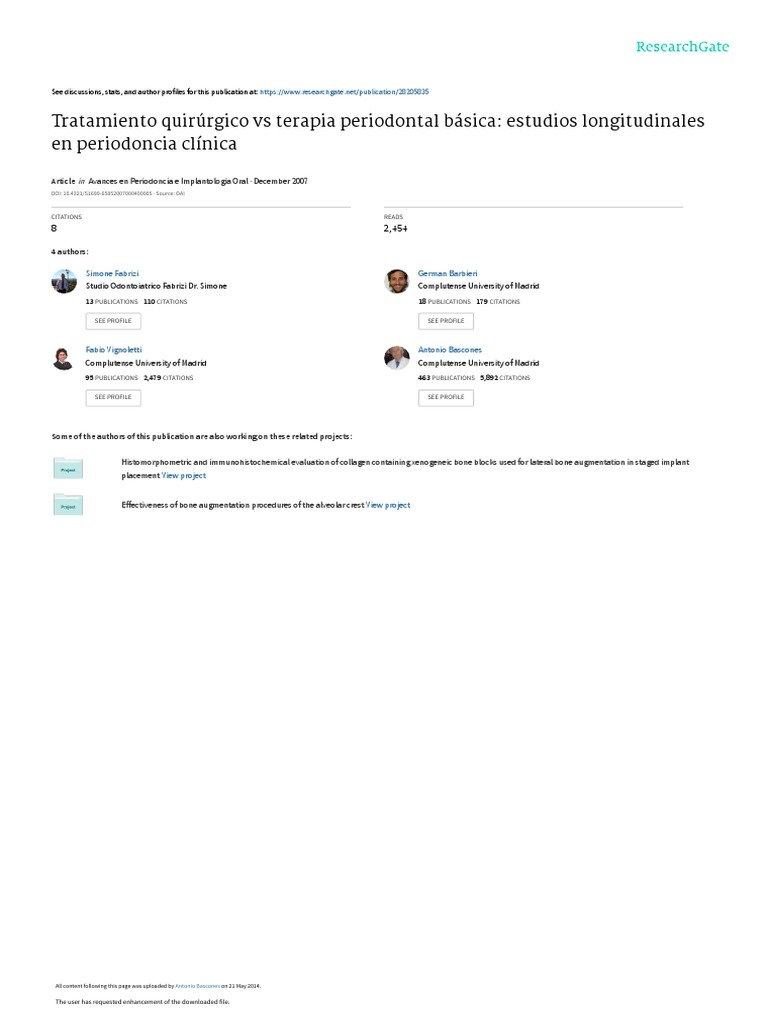Tratamiento Quirurgico Vs Terapia Periodontal Basi | PDF
