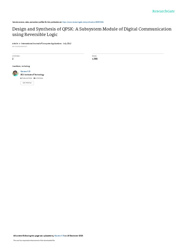 Design And Synthesis Of Qpsk A Subsystem Module Of Pdf Phase Waves Electronics