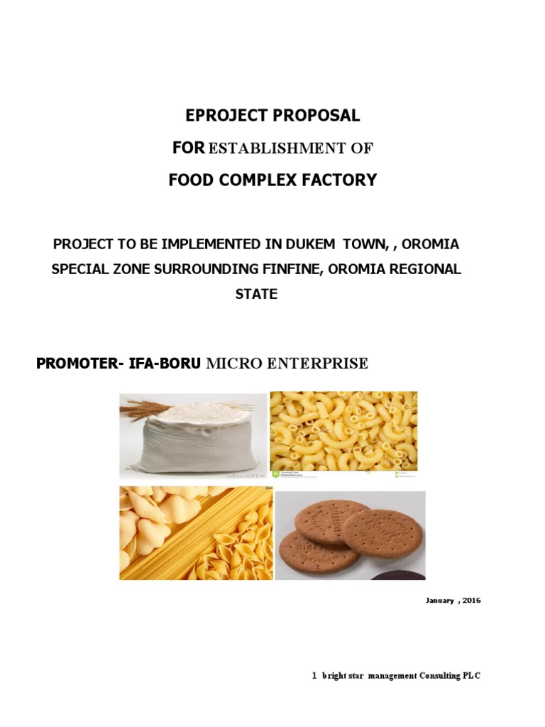 Eproject Proposal FOR Establishment of Food Complex Factory | PDF ...