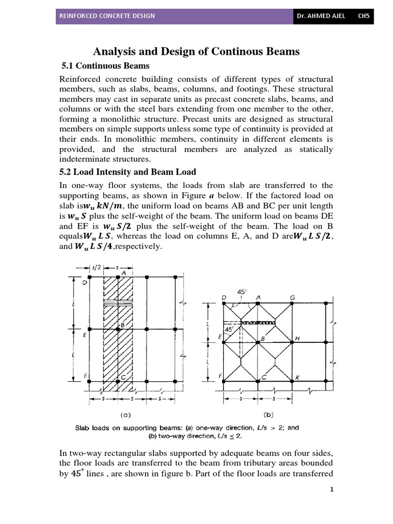 CH5 Analysis and Design of Continous Beams | PDF | Beam (Structure) | Bending
