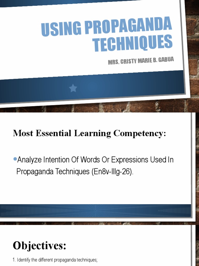 Using Propaganda Techniques | PDF