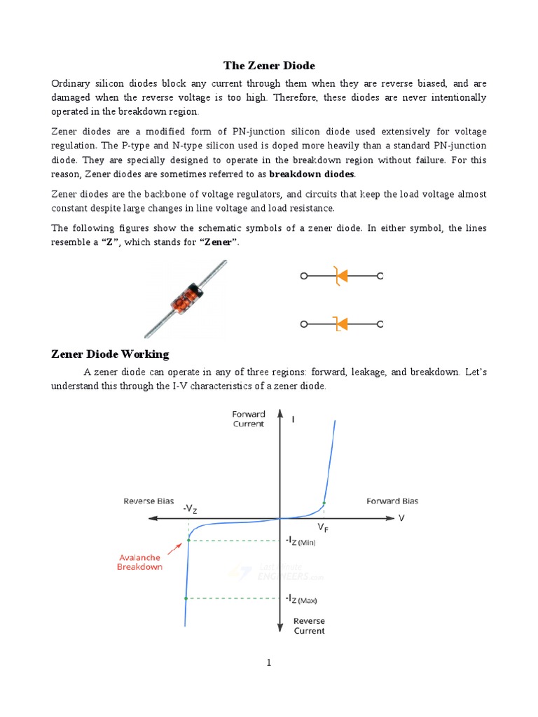 Zener Diode | PDF | P–N Junction | Diode