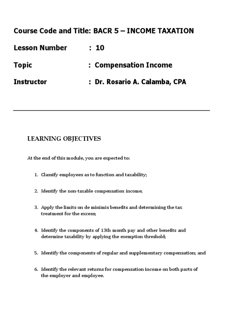 Taxation of Compensation Income in 2024 | PDF | Cost Of Living | Salary