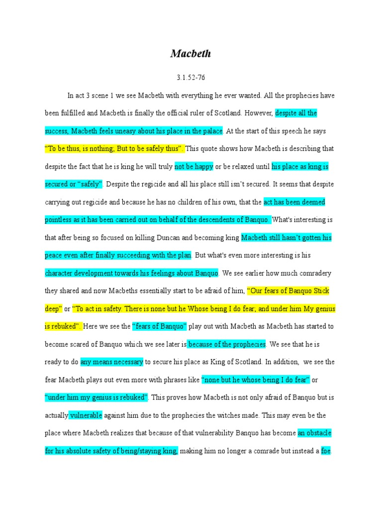 Macbeth Close Reading | PDF | Macbeth