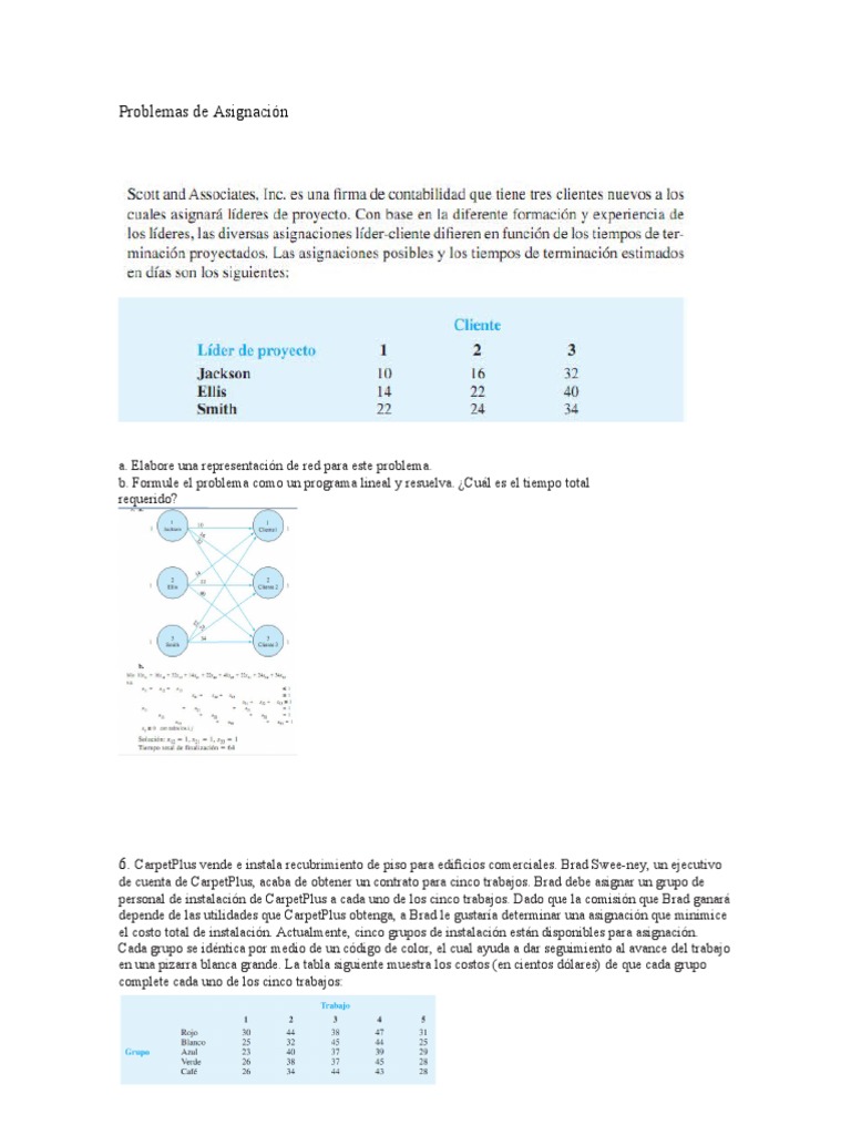 Ejercicios de Asignación | PDF