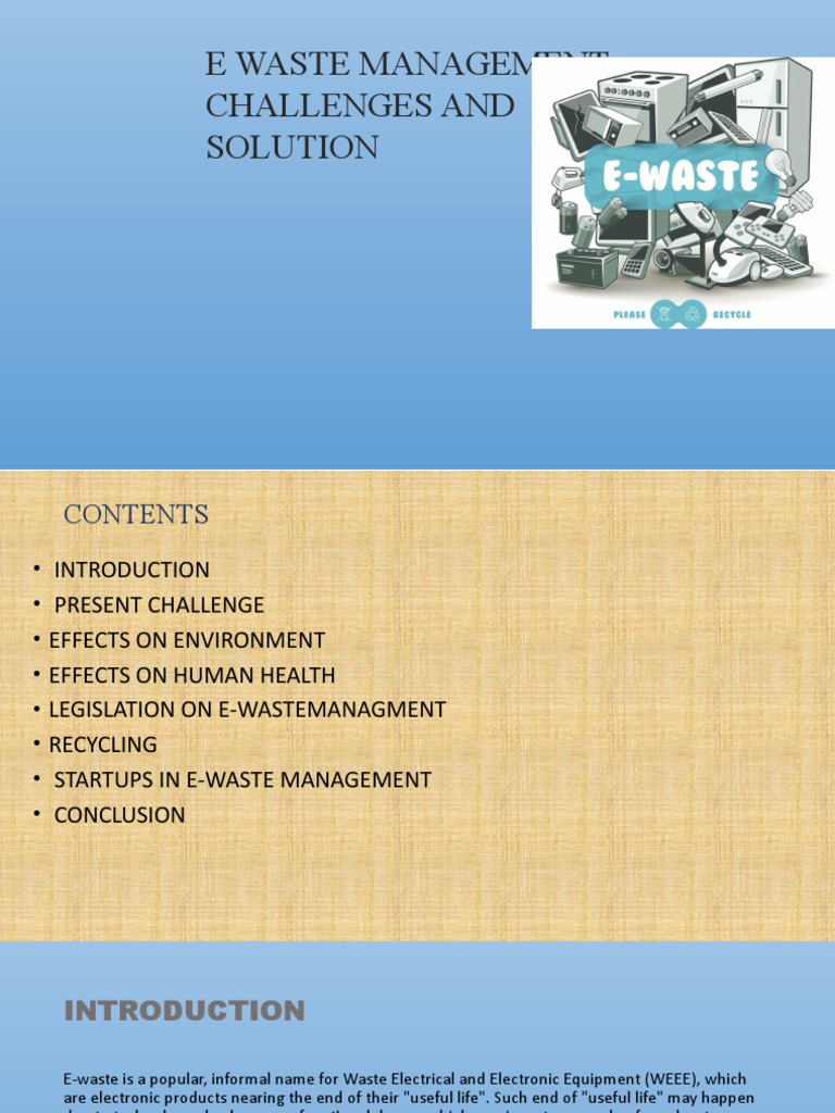 E Waste Management Challenges and Solution | PDF | Electronic Waste | Waste Management