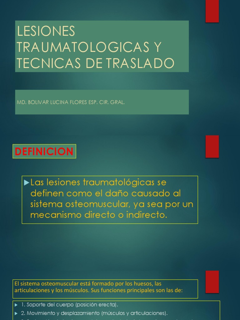 Lesiones Traumatologicas y Tecnicas de Traslado | PDF | Hueso | Lesión