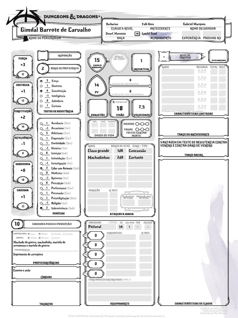 Ficha Gimdal Barrote de Carvalho | PDF