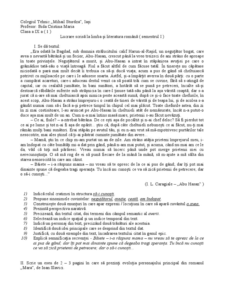 Clasa Ix - Teza | PDF