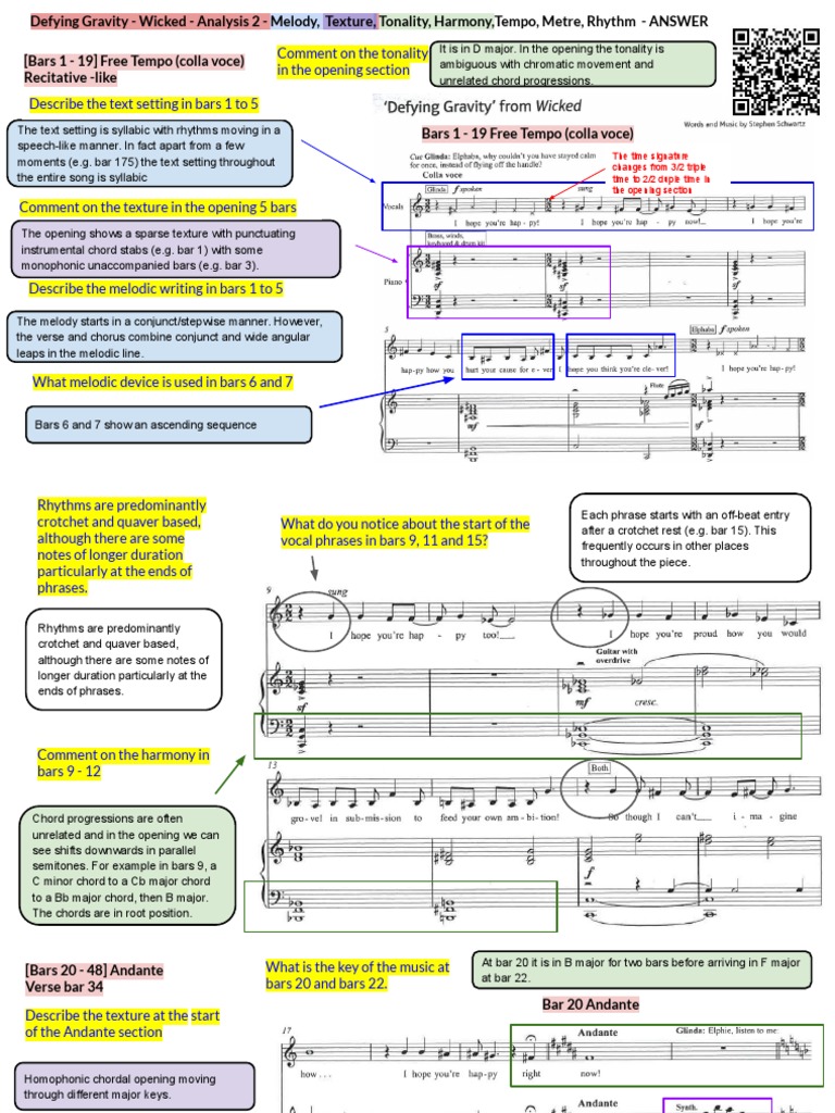 Defying Gravity - Wicked - Analysis 2 - ANSWER | PDF | Song Structure ...