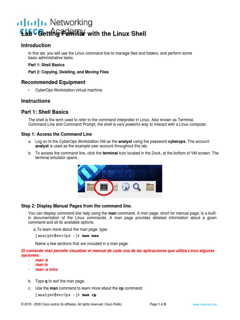 CCNA4 LENINGUERRERO PARALELOA SEMANA1 4.2.7 Lab - Getting Familiar With The Linux Shell | PDF ...