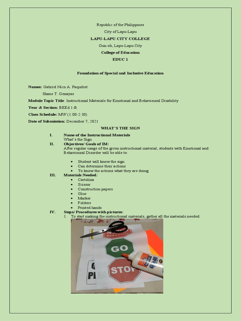 EDUC 1 - Emotional and Behavioral Disorder IM | PDF | Socialization ...