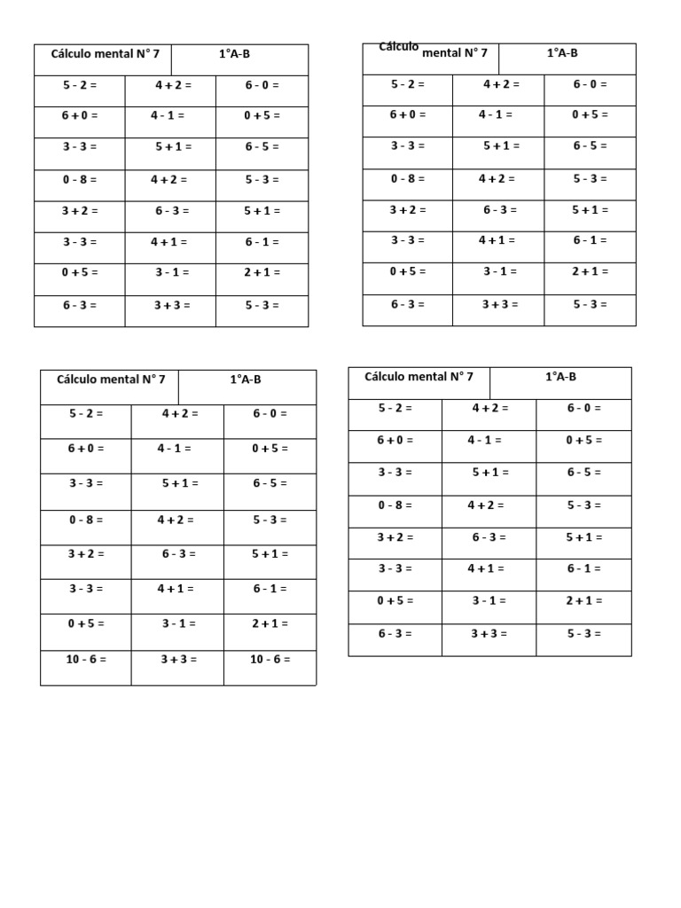 Cálculo Mental CLASE #7 - 1ºbásico | PDF