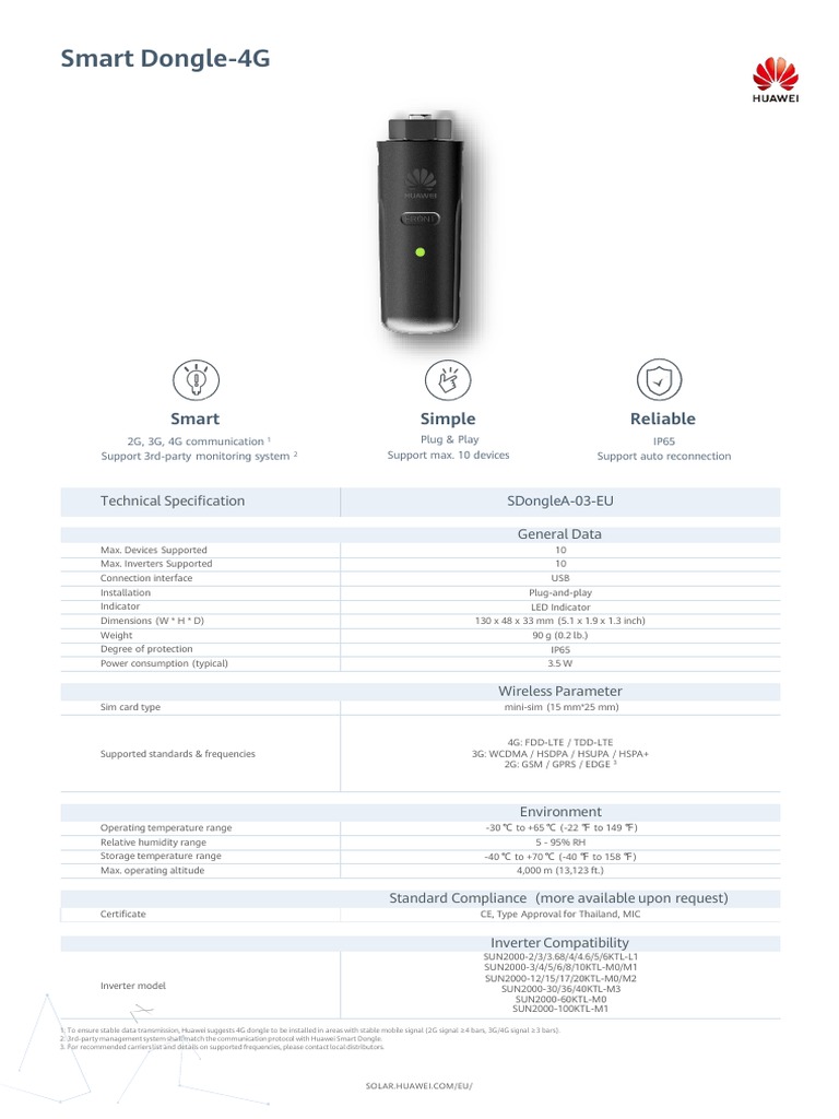 Connect up to 10 solar devices with the Smart Dongle-4G | PDF | 3 G | 4 G