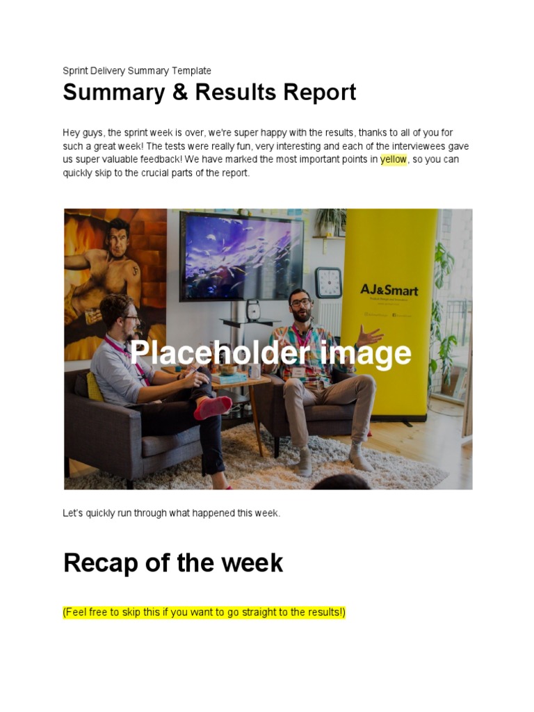 Delivery Summary Template | Download Free PDF | Prototype | Cognition