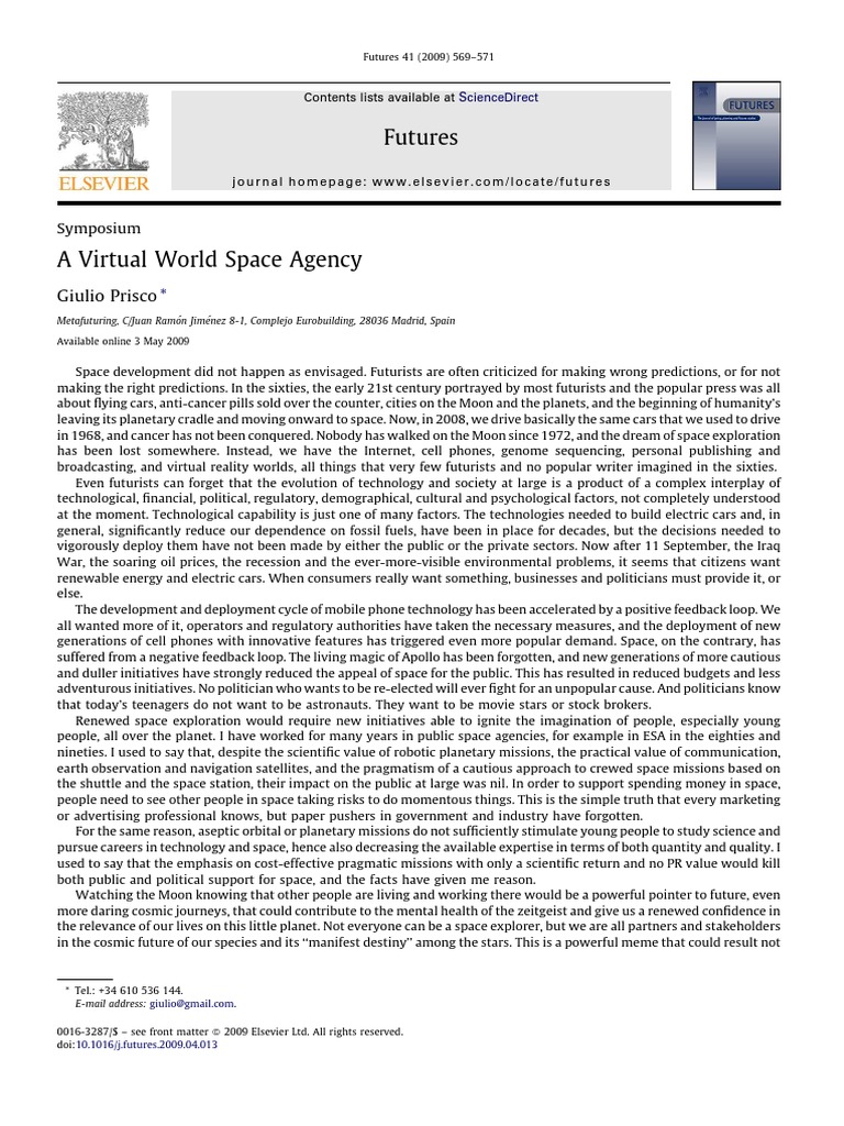 A Virtual World Space Agency | PDF | Virtual Reality | Virtual World