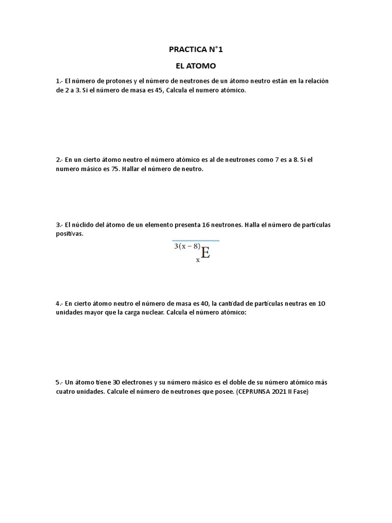 Practica N°1 El Atomo | PDF