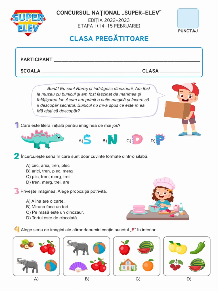 SUPER-ELEV 2022-2023, Etapa I, Clasa P | PDF