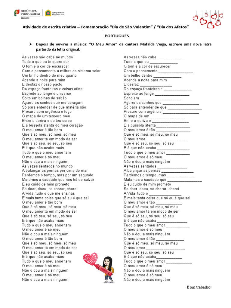 Atividade de Escrita Criativa - Dia de São Valentim | PDF | Amor