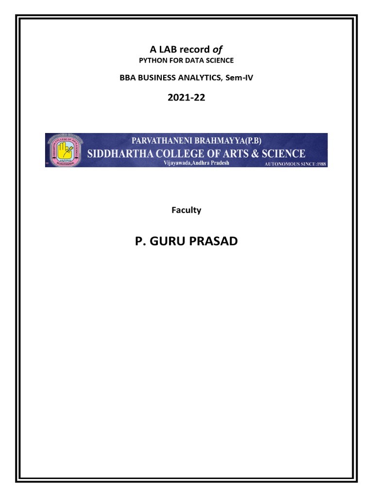 P. Guru Prasad: A LAB Record of | Download Free PDF | Python ...