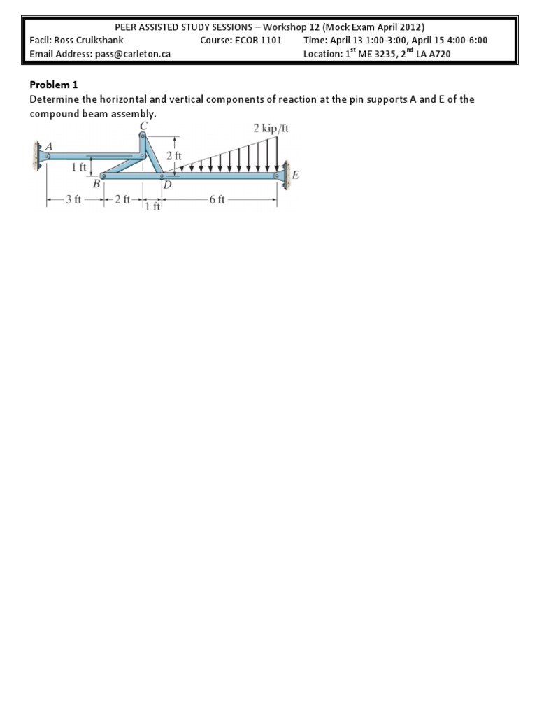 ECOR 1101 Mock Exam Workshop Guide | PDF | Physics | Classical Mechanics