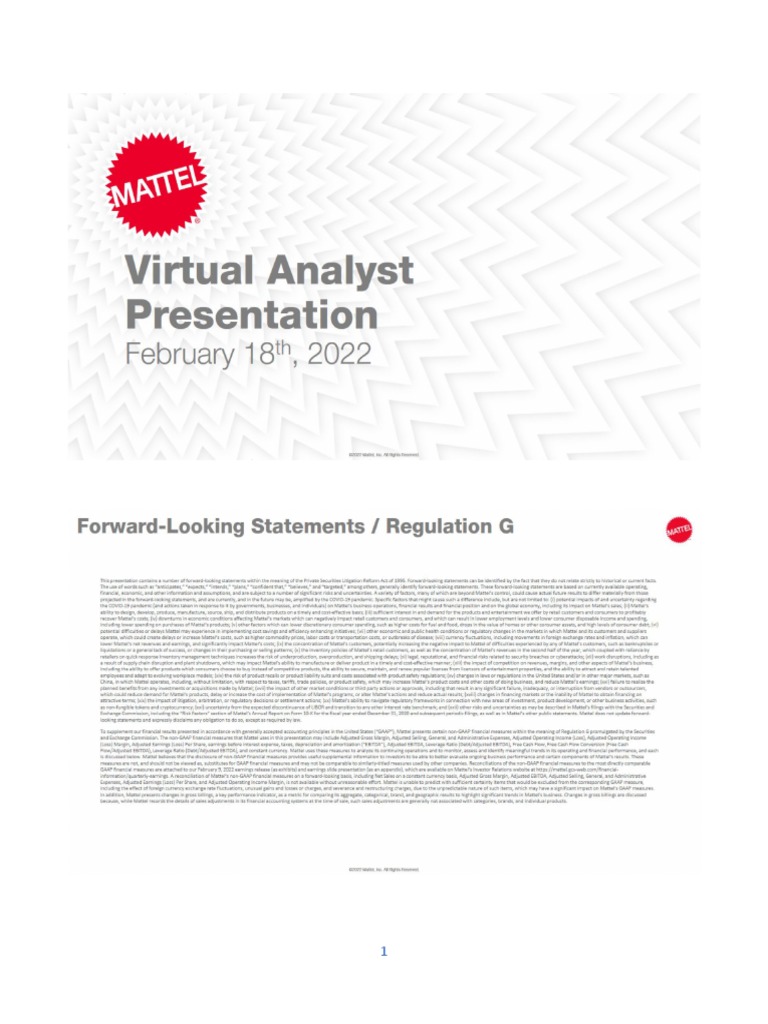 Mattel 2022 Analyst Presentation Management Remarks | PDF | Barbie | Toys