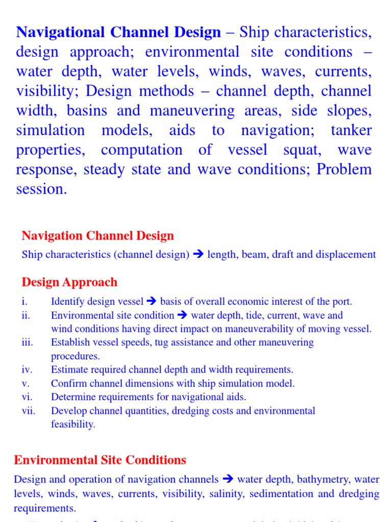 Design of Navigation Channel - Chapter 2 | PDF