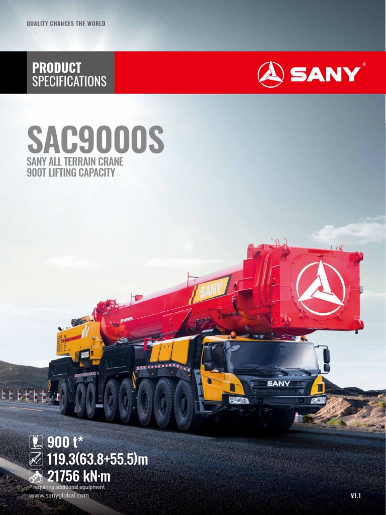 Sany Crane-Brochure SAC9000S | PDF | Crane (Machine) | Steering